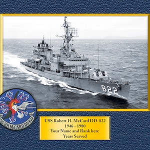 USS Robert H. Mccard DD-822 Custom Personalized 8.5 X 11 Print of US ...