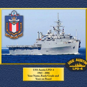 USS Austin LPD4 Custom Personalized 8.5 X 11 Print of US Navy Ships ...