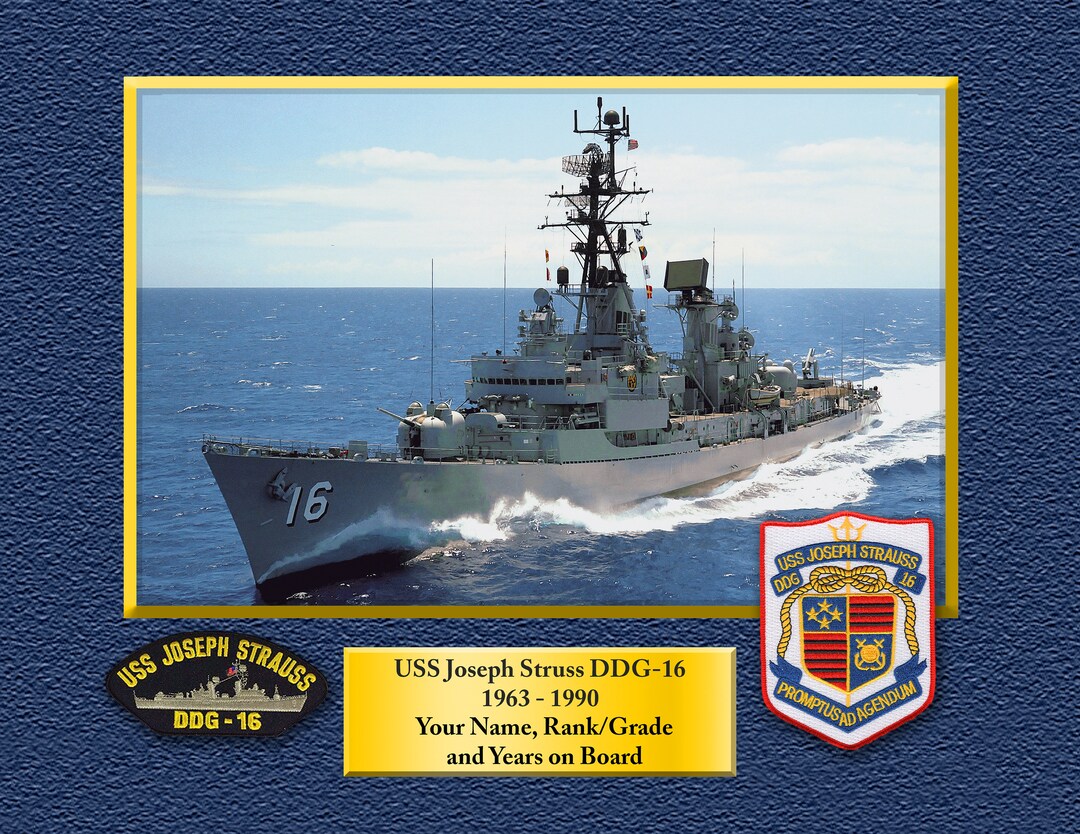 USS Joseph Strauss DDG-16 Custom Personalized 8.5 X 11 Print of US Navy ...