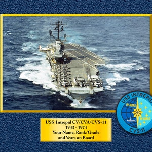 USS Intrepid CVS-11 Custom Personalized 8.5X11 or 11X14 Print on Pro ...