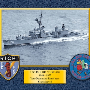 USS John R. Pierce DD-753 Custom Personalized 8.5 X 11 Print of US Navy ...