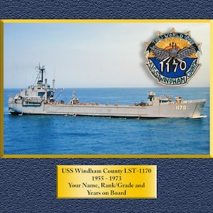 USS Windham County LST-1170 Custom Personalized 8.5 X 11 Print of US ...