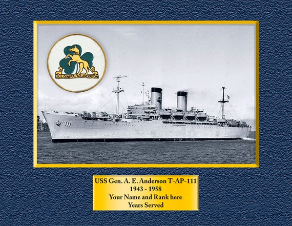 USS General A. E. Anderson T-AP-111 Custom Personalized 8.5 X | Etsy