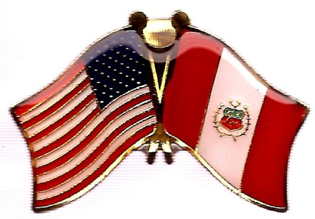 Pack of 3 Peru and USA Crossed Double Flag Lapel Pins, International ...