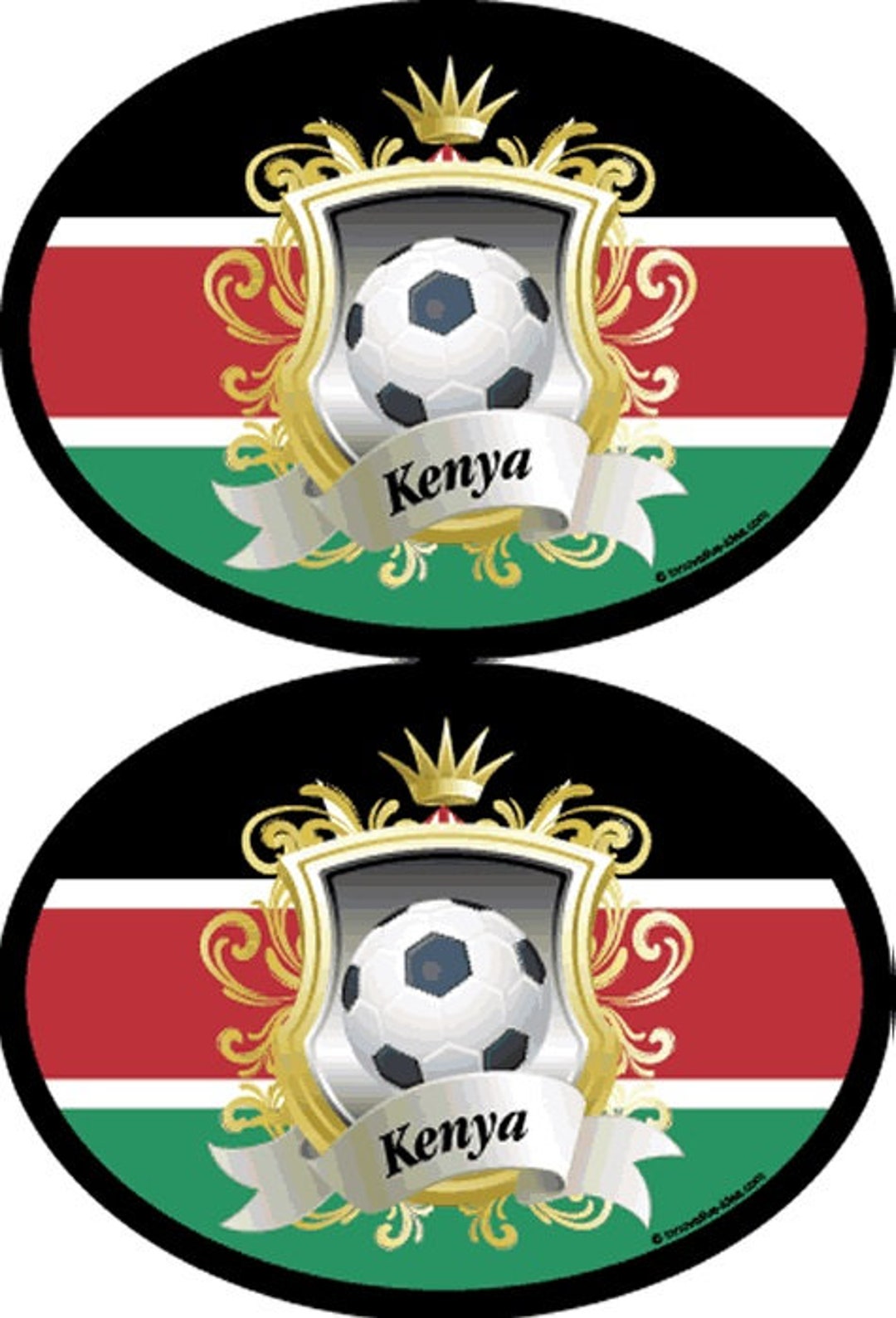 Pack of Two Flag-it Brand Kenya Soccer Oval Decal Stickers, 3.5x 4.75 ...