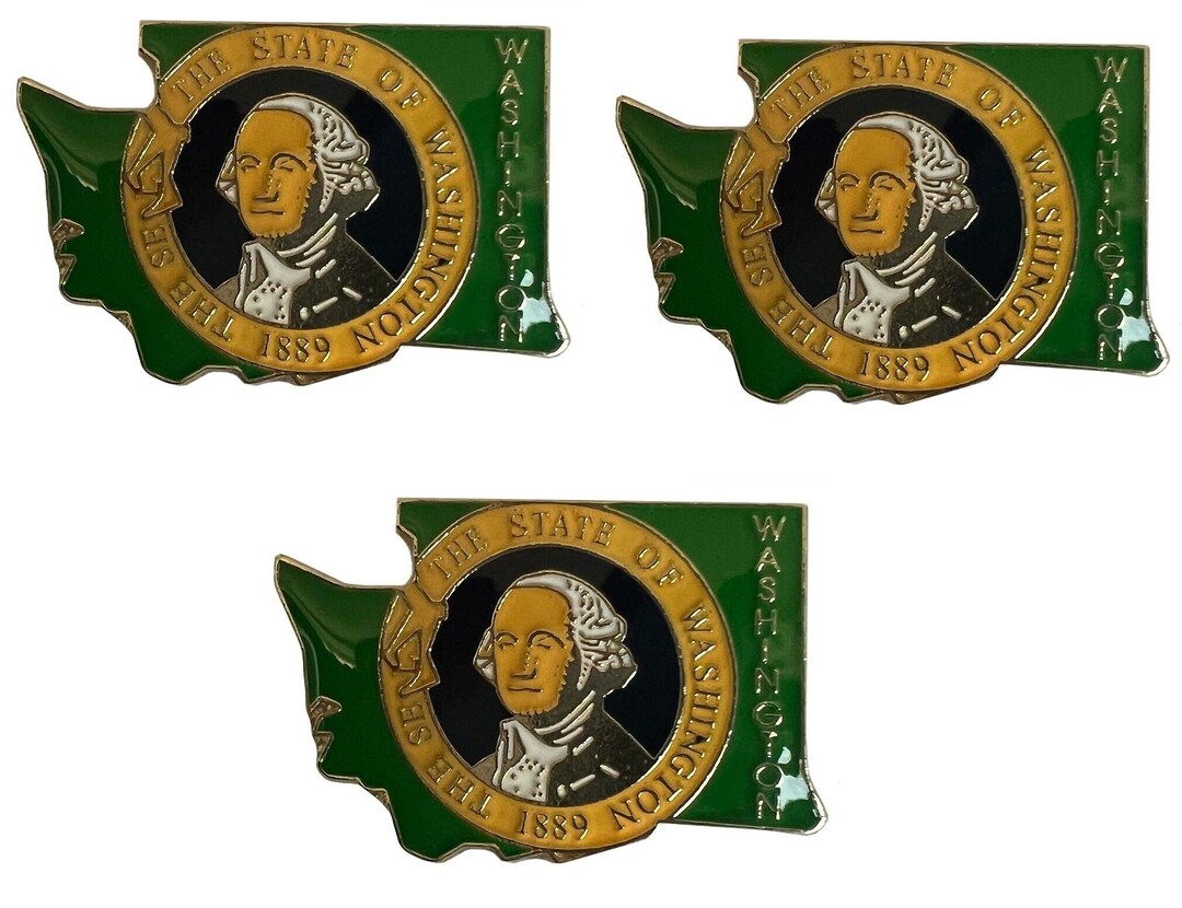 Pack of 3 Washington State Map Flag Lapel Pin Badges; Three Patriotic ...