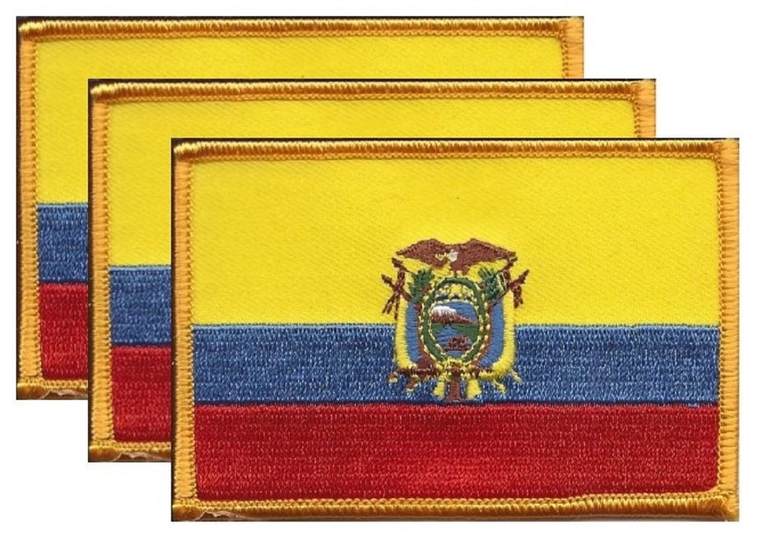 Pack of 3 Ecuador Patches 3.50 X 2.25, Three International Embroidered Iron on or Sew on Flag ...