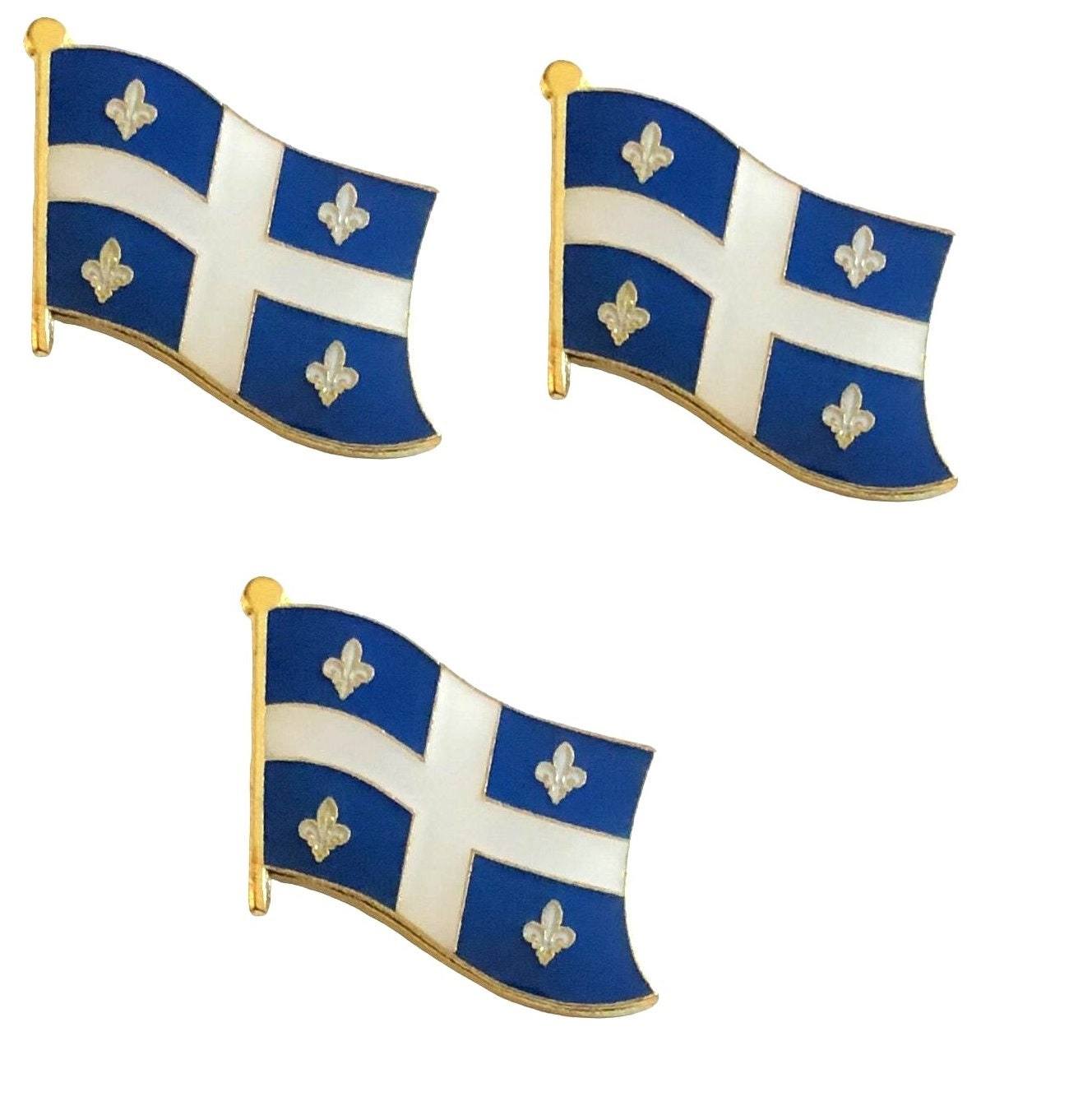 Pack of 3 Quebec Flag Lapel Pin Badges Three Canadian Province and ...