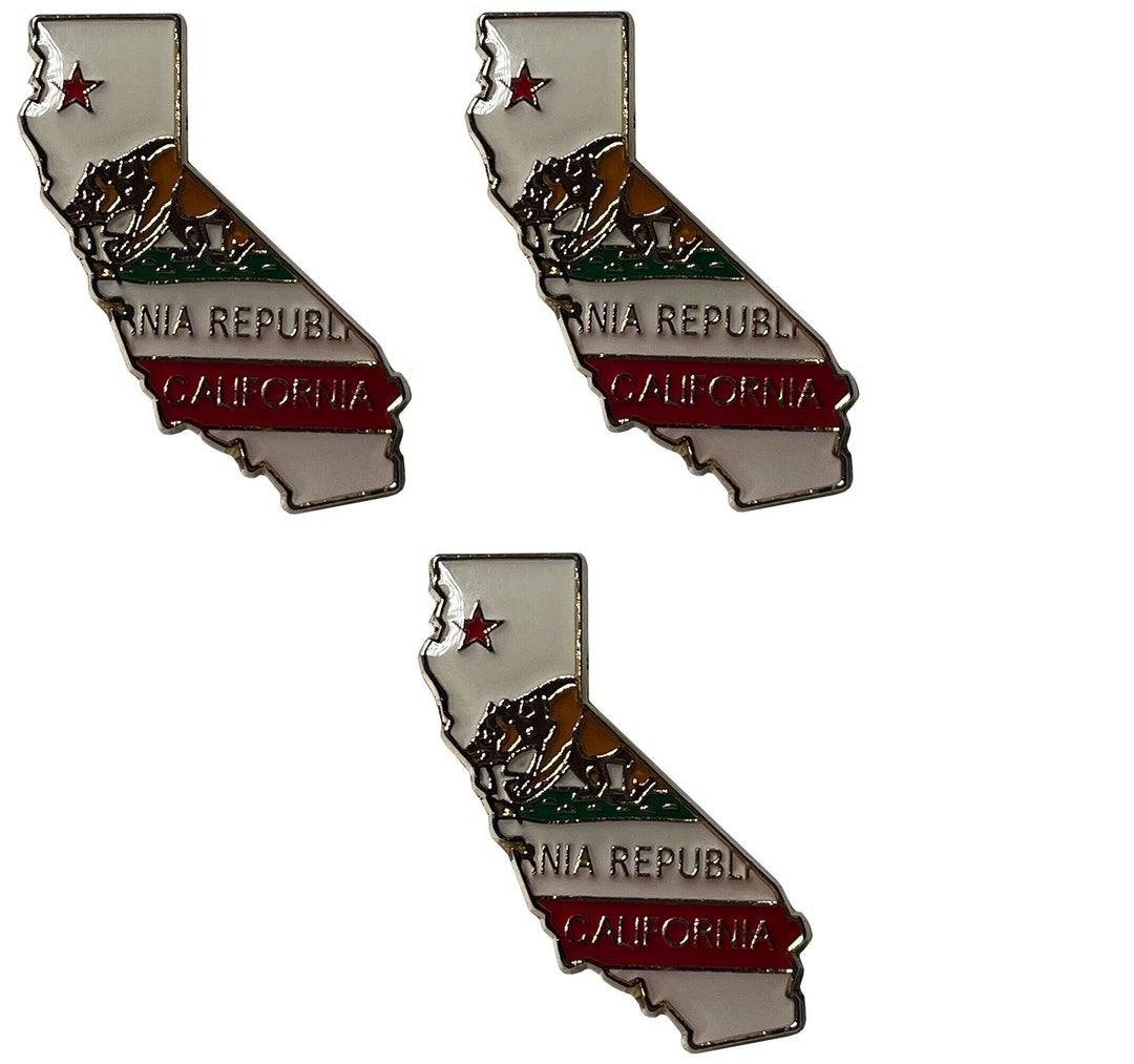 Pack of 3 California State Map Flag Lapel Pin Badges Three Patriotic ...