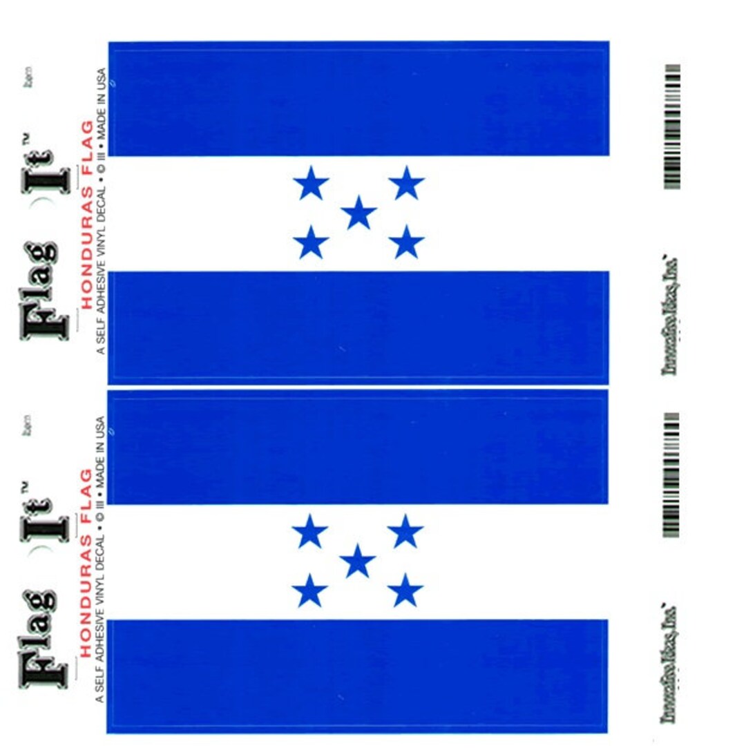 Pack of Two Honduras Flag-it Vinyl Decal Stickers, 3.5"x 5" Waterproof ...
