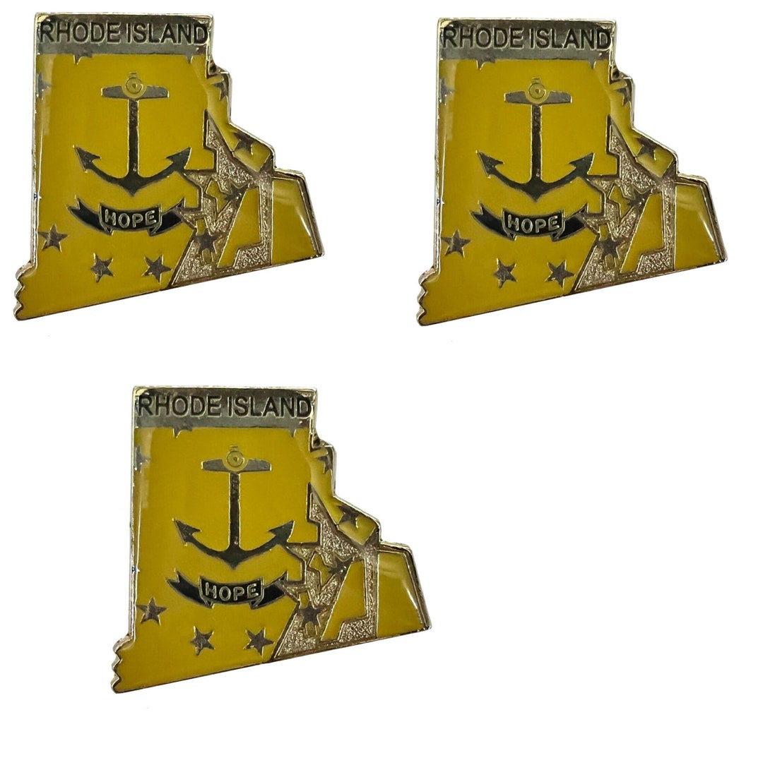 Pack of 3 Rhode Island State Map Flag Lapel Pin Badges Three Patriotic ...