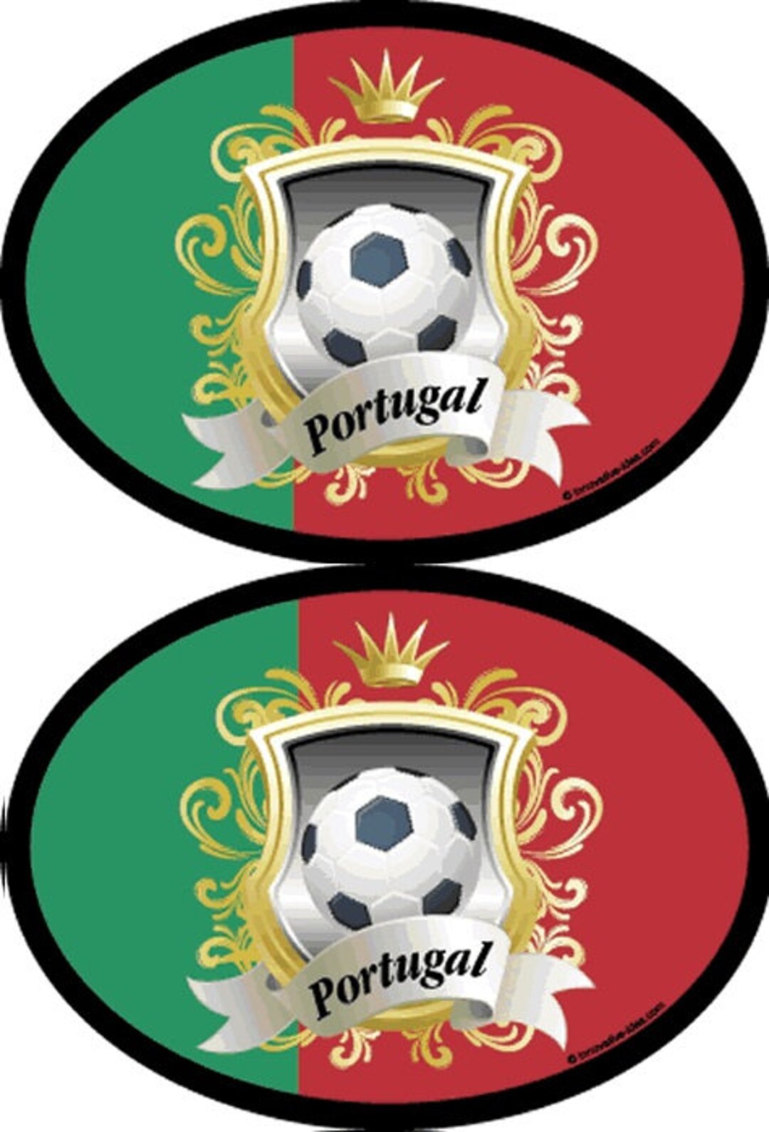Pack of Two Flag-it Brand Portugal Soccer Oval Decal Stickers, 3.5"x 4. ...