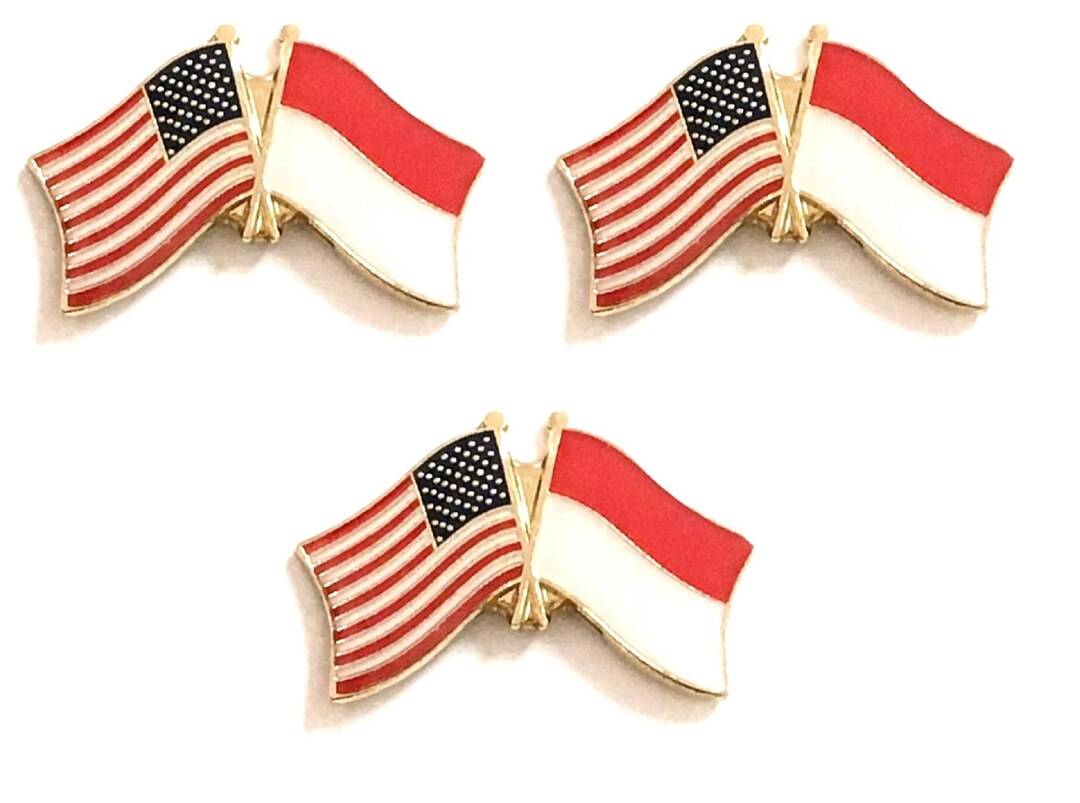 Indonesia and USA Crossed Double Flag Lapel Pins, Pack of 3 - Etsy