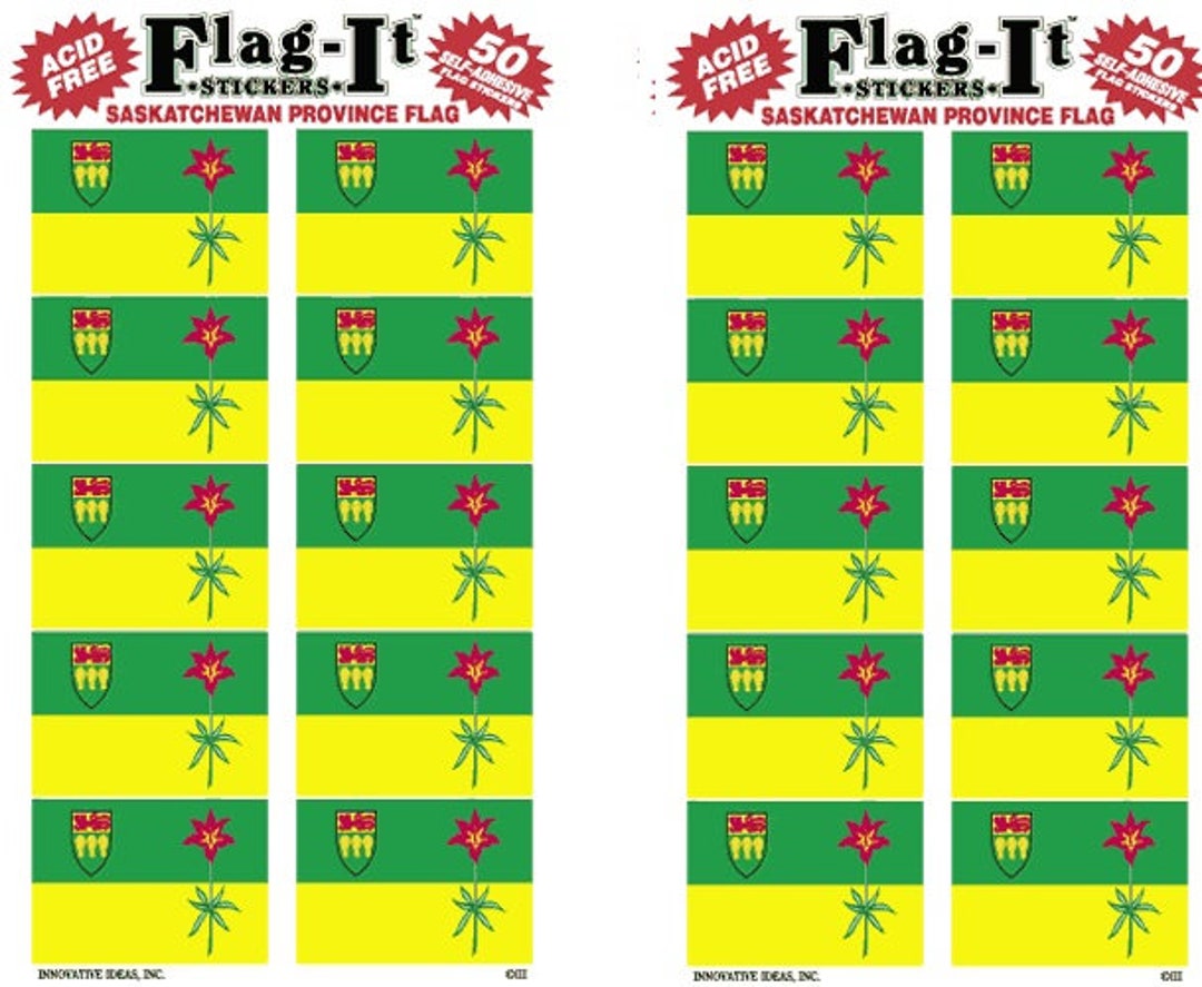 Made in the USA 2 Packs of Flag-it Saskatchewan Flag Stickers, 100 ...