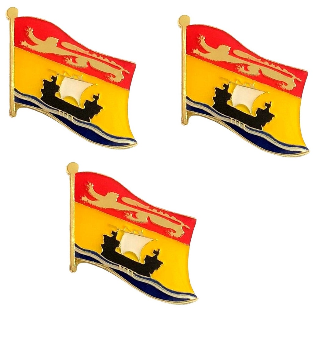 Pack of 3 New Brunswick Flag Lapel Pin Badges Three Canadian Province ...