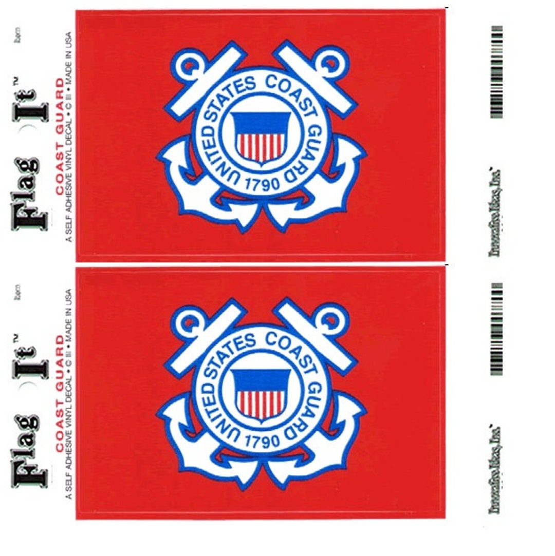 Pack of Two Coast Guard Symbol Flag-it Vinyl Decal Stickers, 3.5x 5 ...