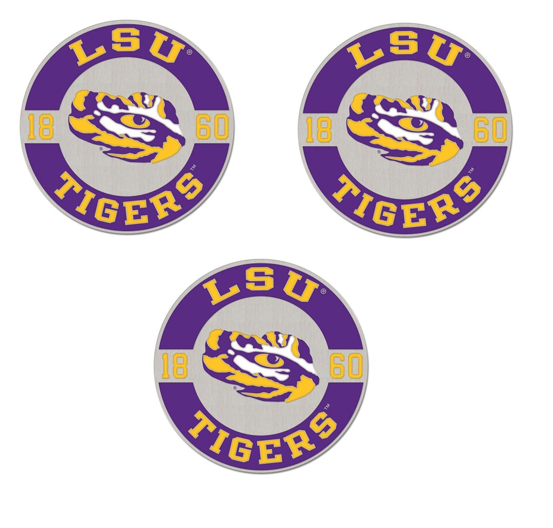 Pack of 3 LSU State Round Emblem Lapel Pins, College NCAA Enamel Tie ...