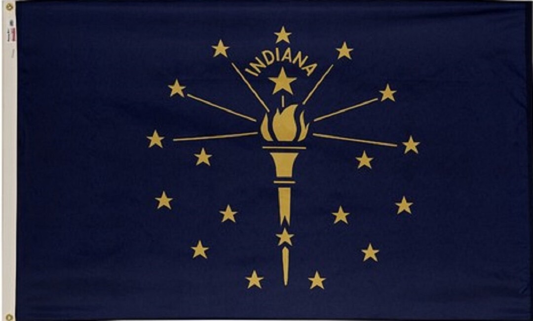 Made in the USA 3' X 5' Nylon Indiana Flag With Canvas Header and Heavy ...