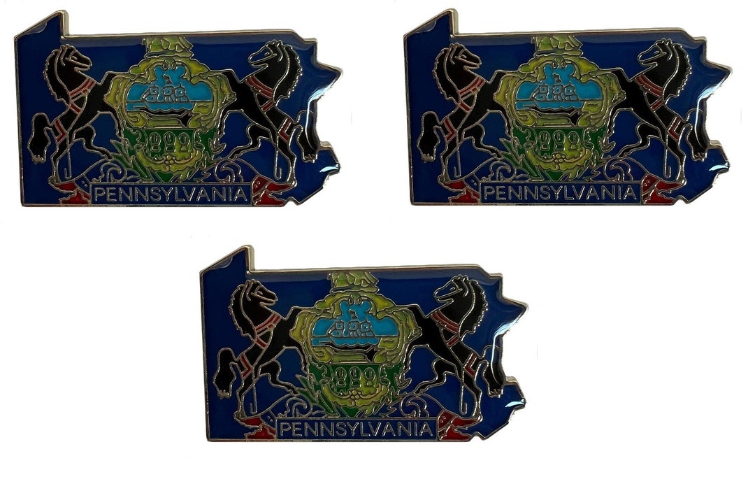 Pack of 3 Pennsylvania State Map Flag Lapel Pin Badges Three Patriotic ...