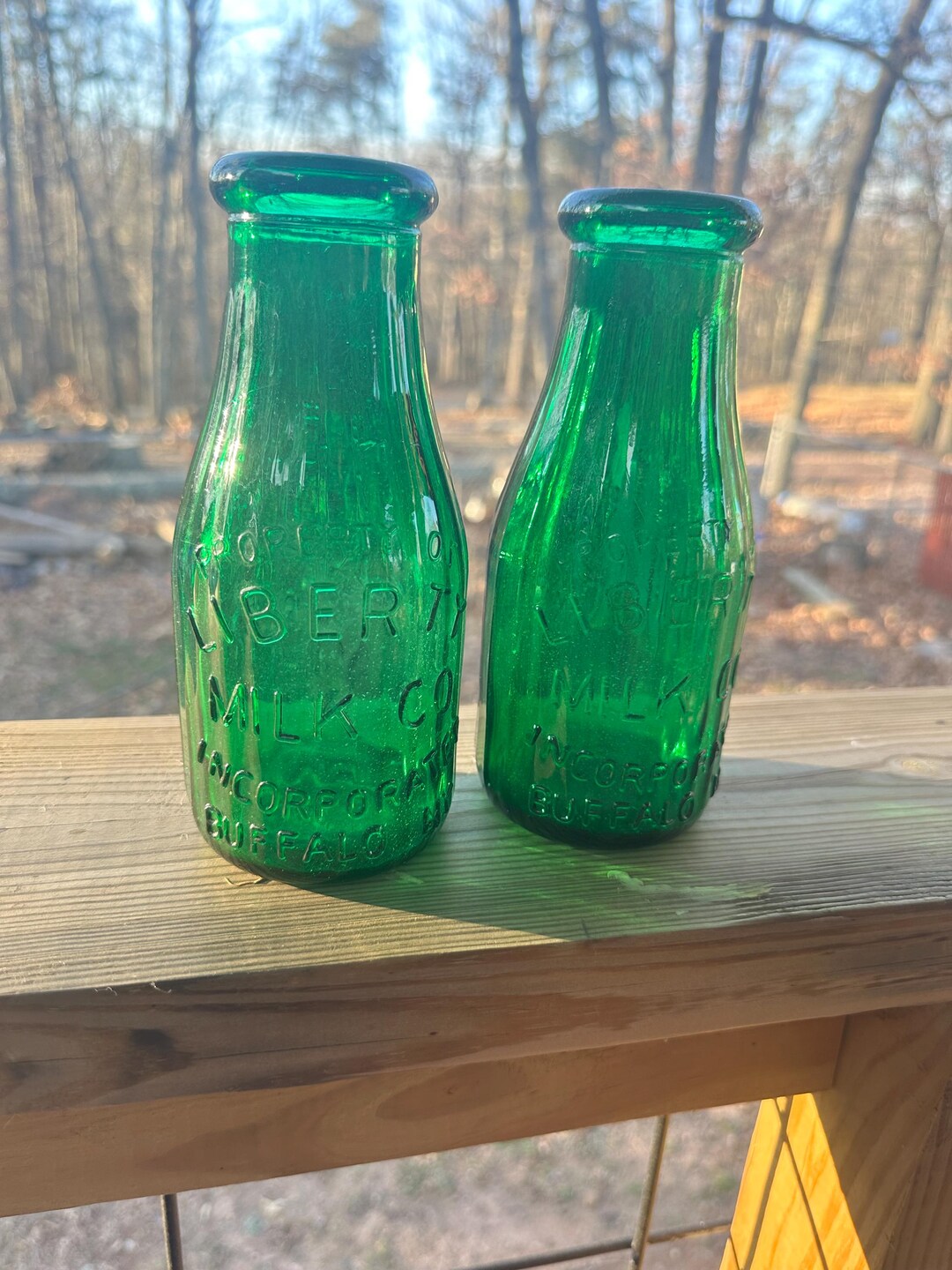 Vintage Liberty Milk Co. Green Glass Bottle, Buffalo NY - Etsy