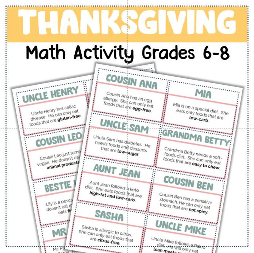 Thanksgiving Menu Planning & Budgeting Activity for Middle School ...
