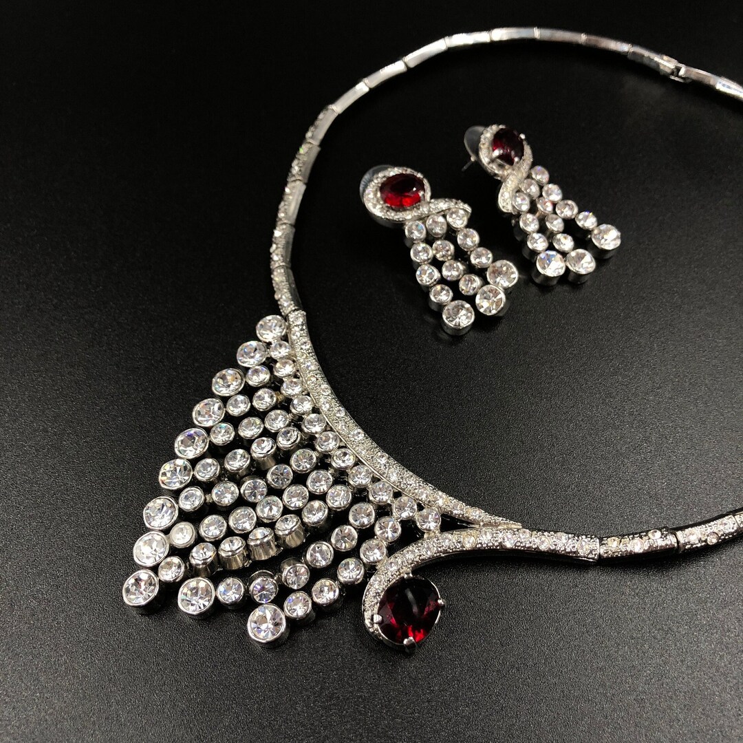 Hürrem Sultan Jewelry Set, Rhinestone Necklace and Earrings, Sparkling ...