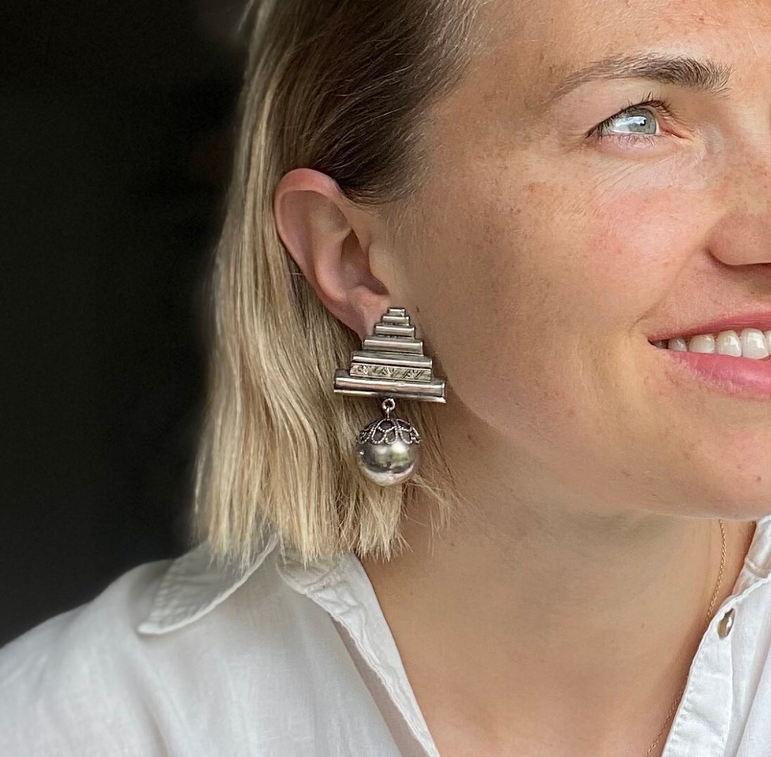 Extra-large Clip-on Earrings, Chunky Jewelry, Silver Earrings ...