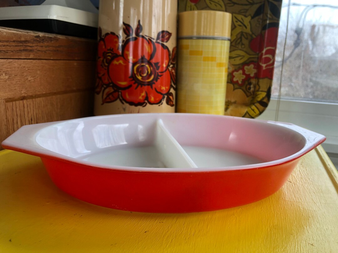 Vintage Pyrex Friendship Pattern Oval Divided Serving Dish - Etsy