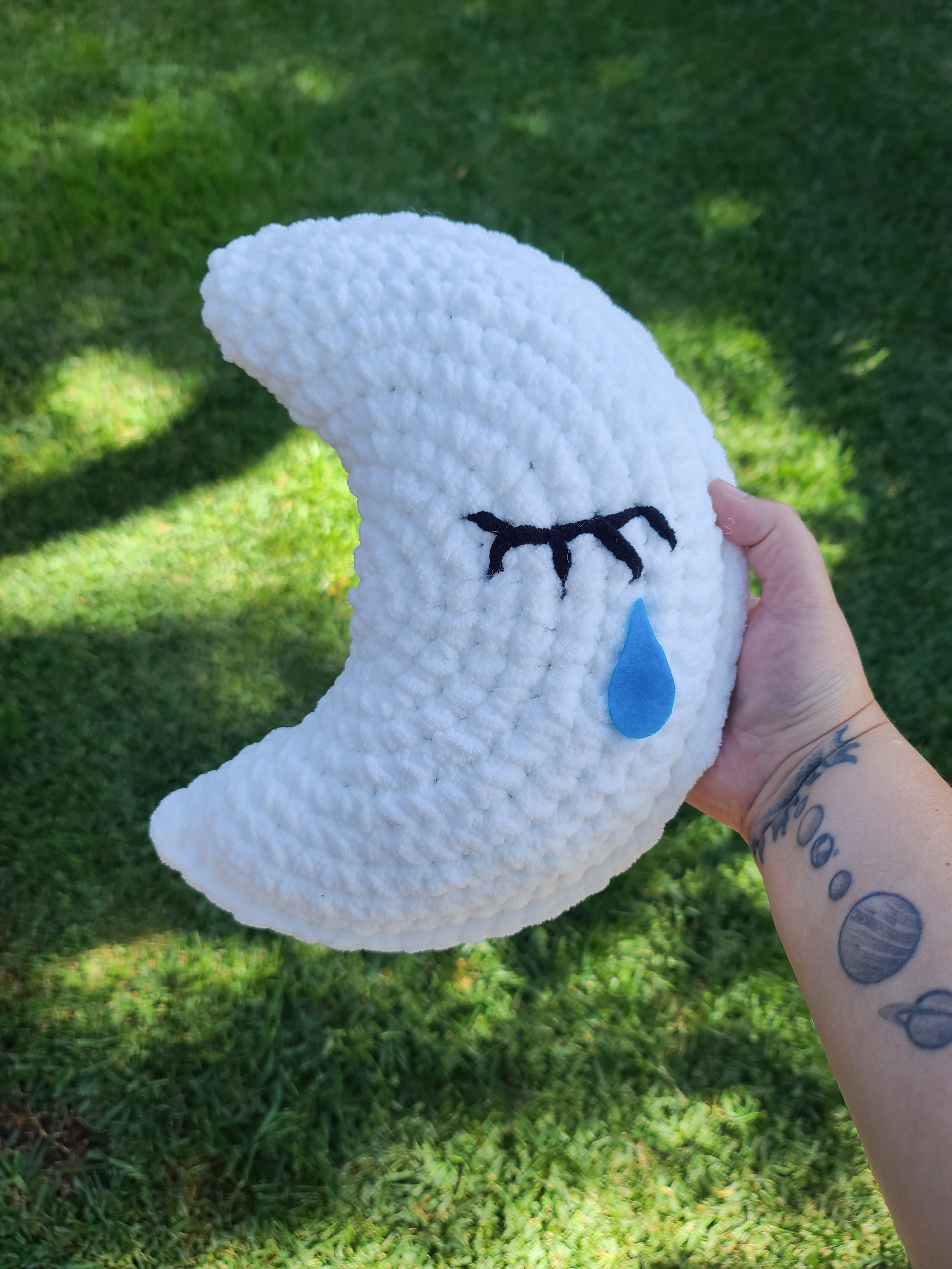 Crying Moon Sleeping Crochet Tear Drop Cute Chonky Plush | Etsy
