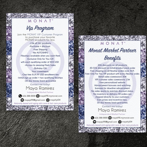Monat Market Partner Benefits Monat Vip Program Card Monat - Etsy