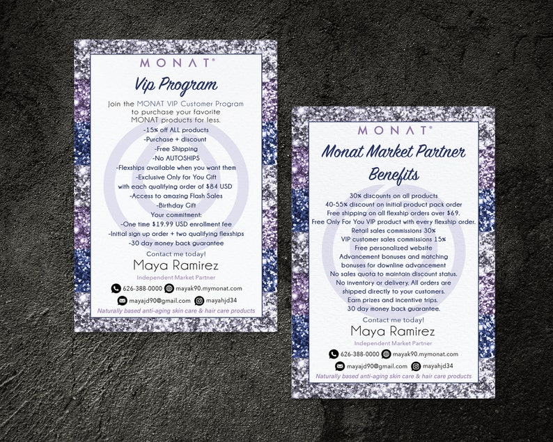 Monat Market Partner Benefits, Monat Vip Program Card, Info Card ...