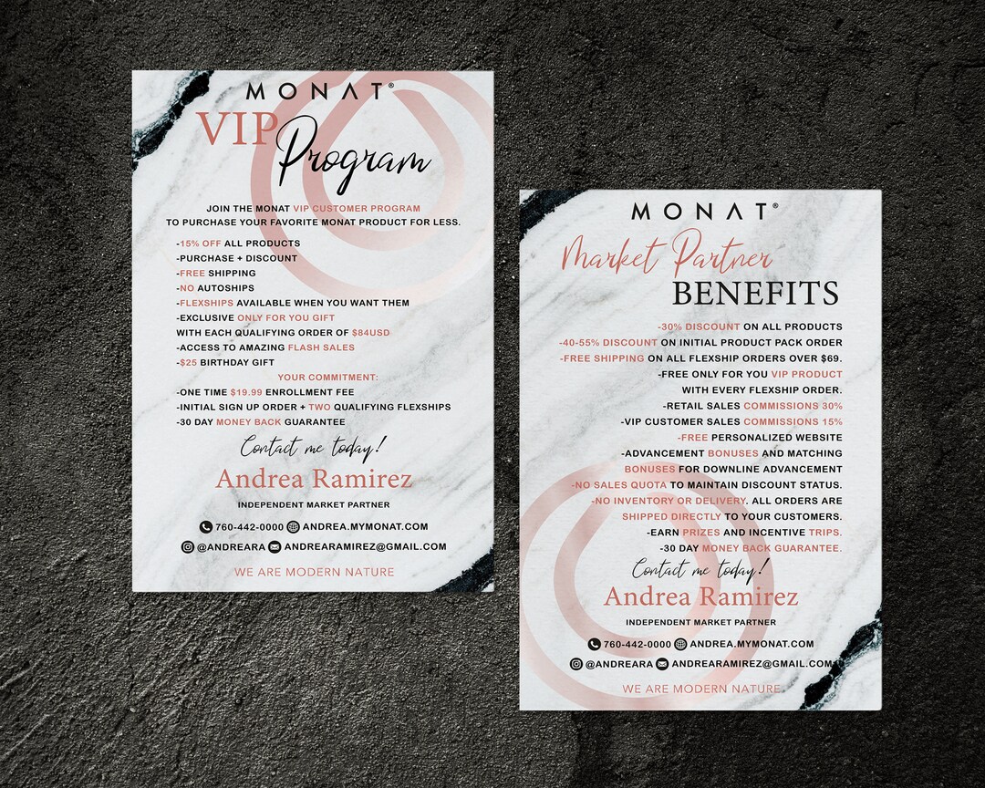 Monat Market Partner Benefits Monat Vip Program Card Monat - Etsy