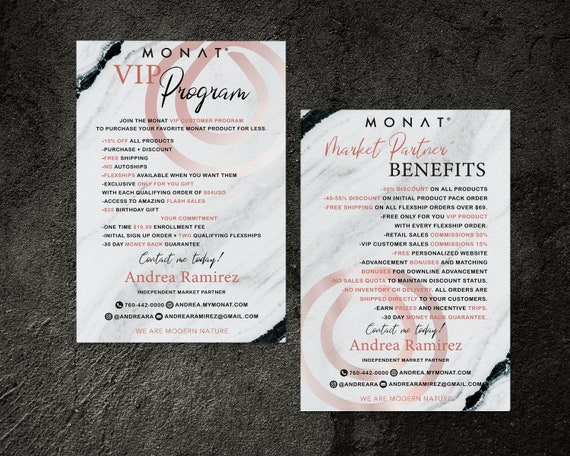 Monat Market Partner Benefits Monat Vip Program Card Monat | Etsy