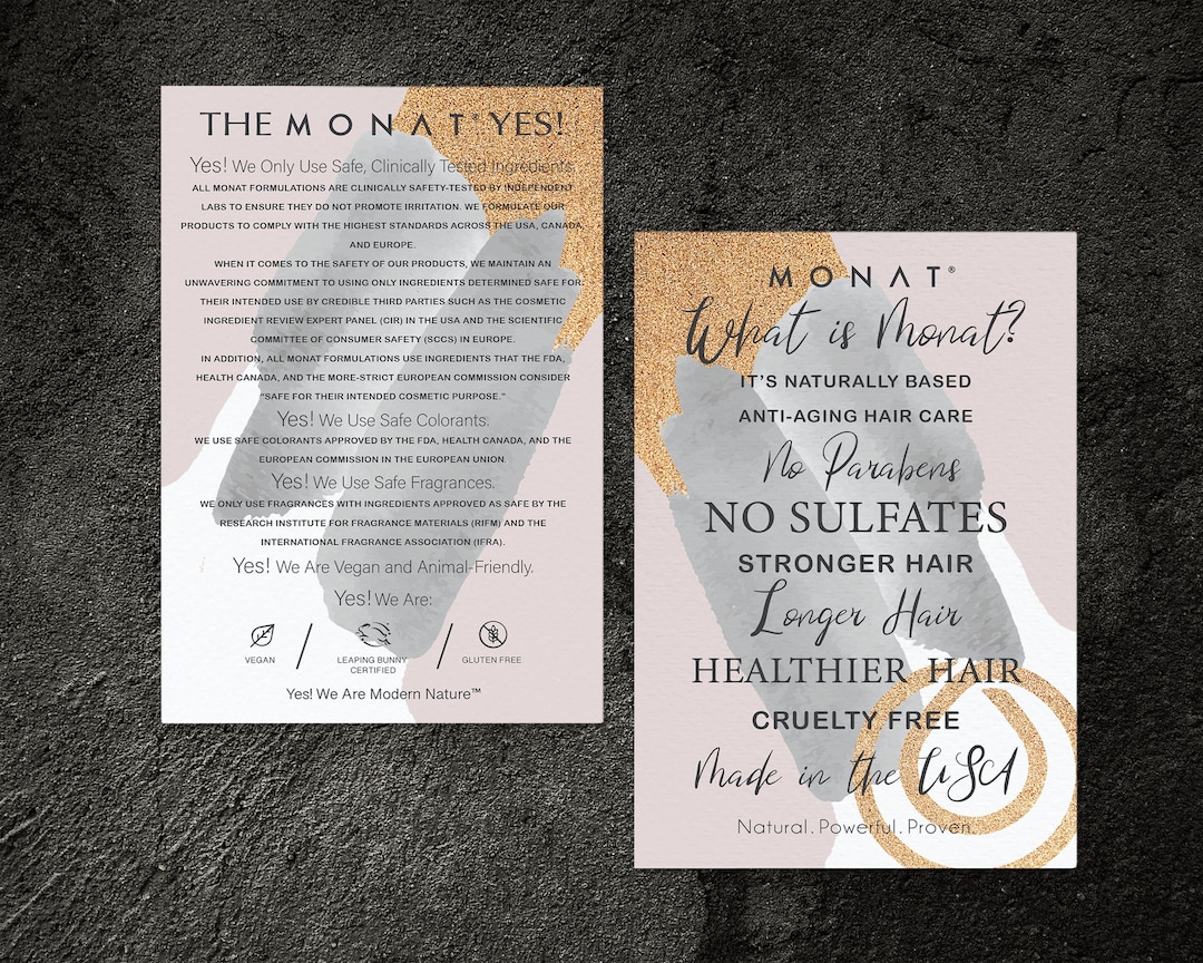 What is Monat Flyer, Monat YES Card ,monat Haircare Info Card, Monat ...