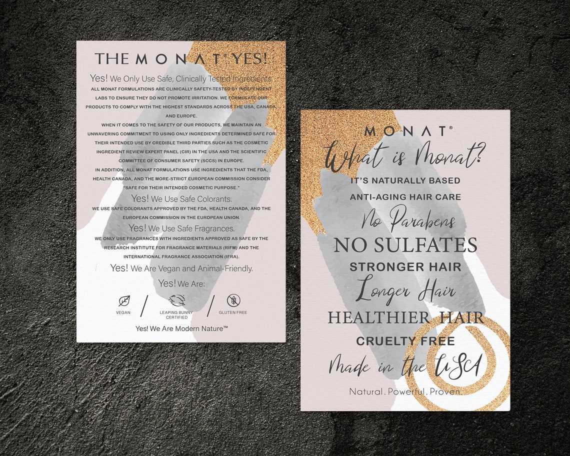 What is Monat Flyer, Monat YES Card ,monat Haircare Info Card, Monat ...
