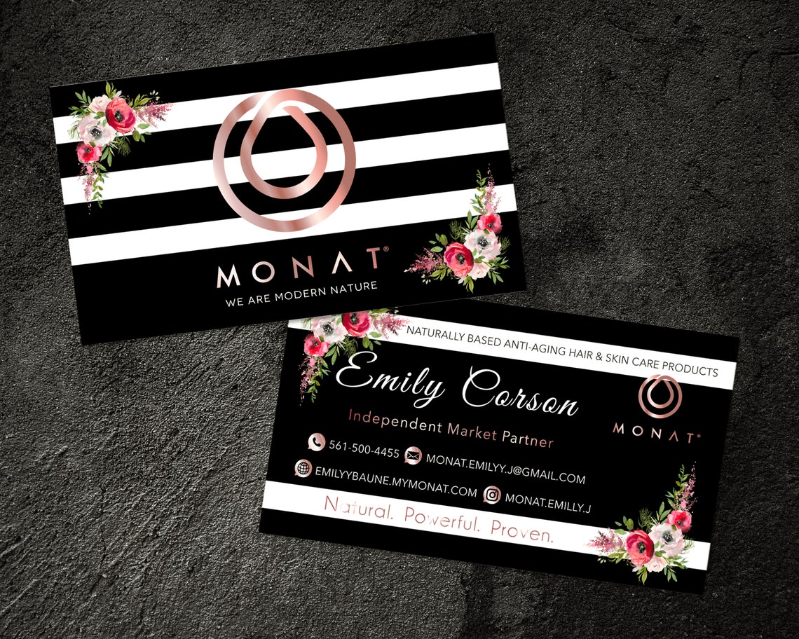 Monat Rose Gold Business Card, Monat Market Partner Card, Floral ...