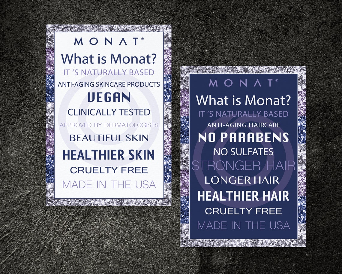 What is Monat Flyer, Monat Skincare Info Card ,monat Haircare Info Card ...