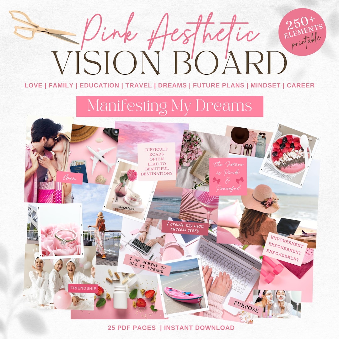 Vision Board Printables, Aesthetic Vision Board, 2026 Motivational Mood ...
