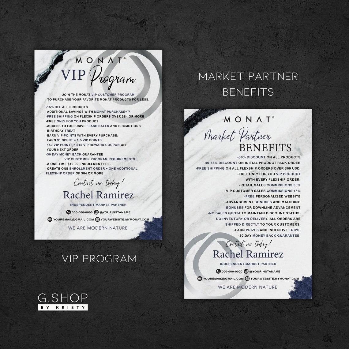 Monat Market Partner Benefits, Monat Vip Program Card, Monat Info Card ...