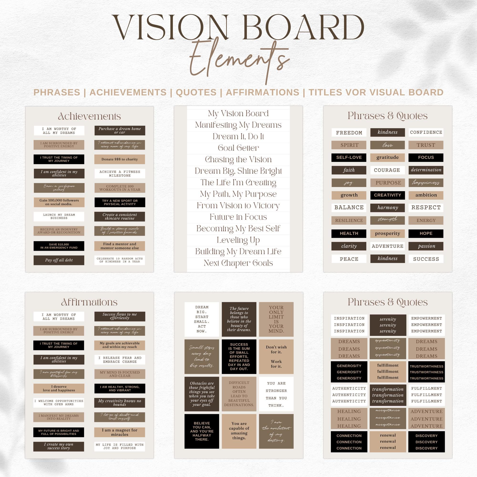 2026 Aesthetic Printable Vision Board Bundle, Motivational Goal Board ...
