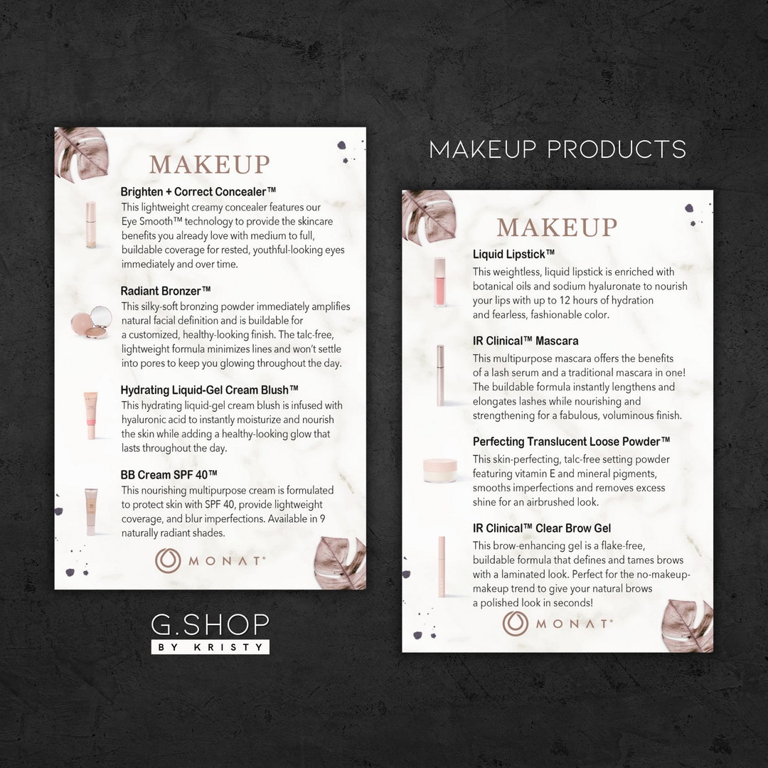 Monat Makeup Card, Monat Makeup Products Card, Monat Makeup Info Card ...