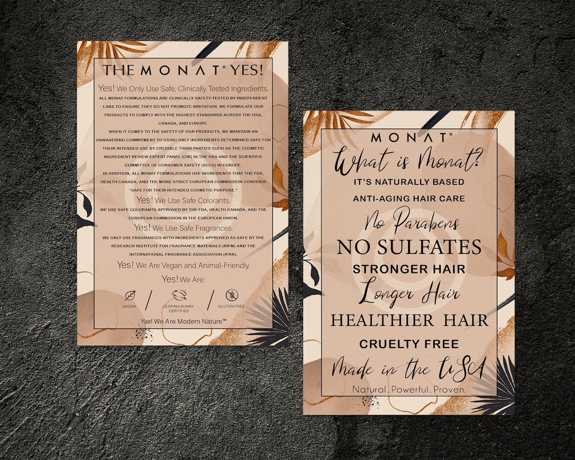 What is Monat Flyer, Monat YES Card ,monat Haircare Info Card, Monat ...