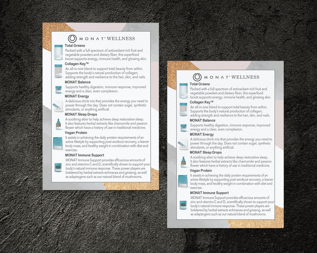 Monat Wellness Flyer, Monat Wellness Info Card ,monat Wellness Products ...
