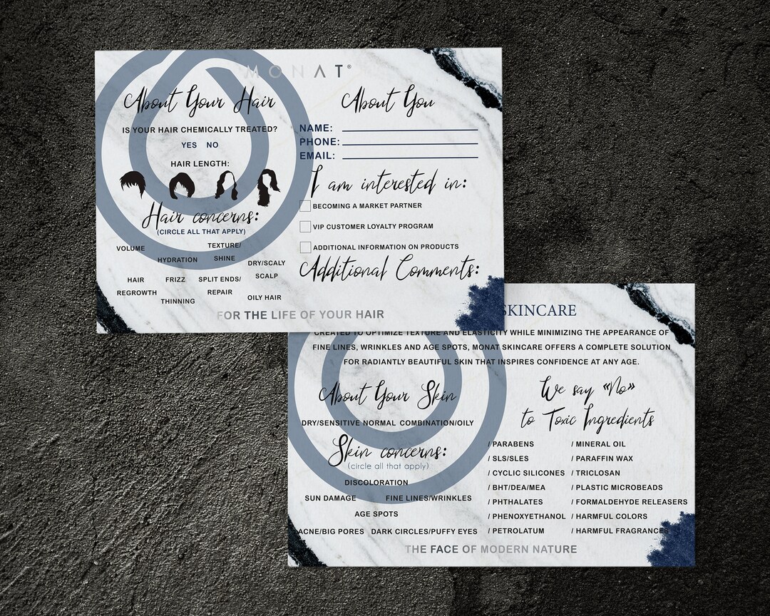 Monat Questionnaire, About Your Hair Questionnaire, Blue Marble ...