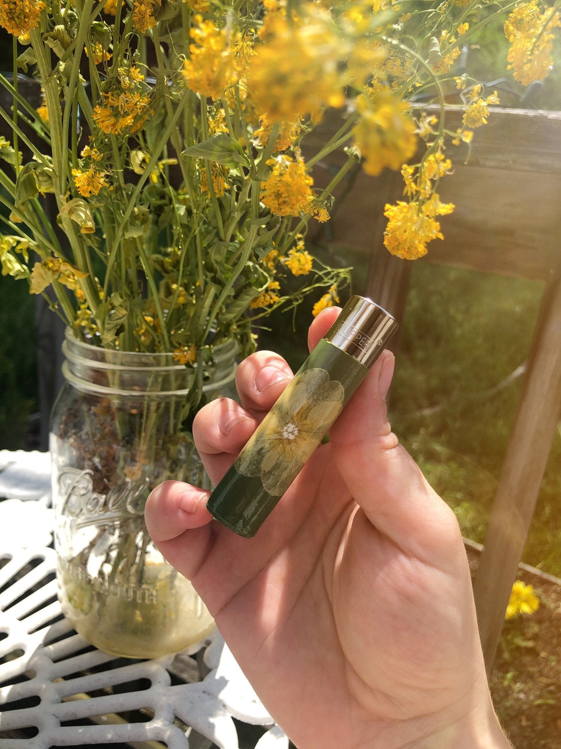 REAL FLOWER LIGHTER Green Real Pressed Flower Refillable - Etsy