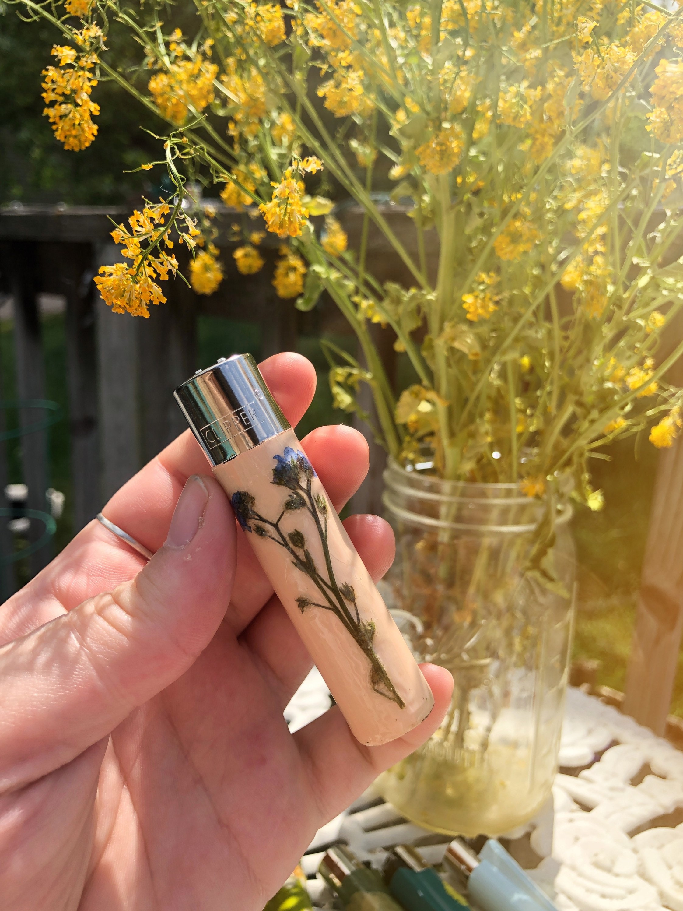 REAL FLOWER LIGHTER Pink Refillable Lighter With Real Pressed - Etsy