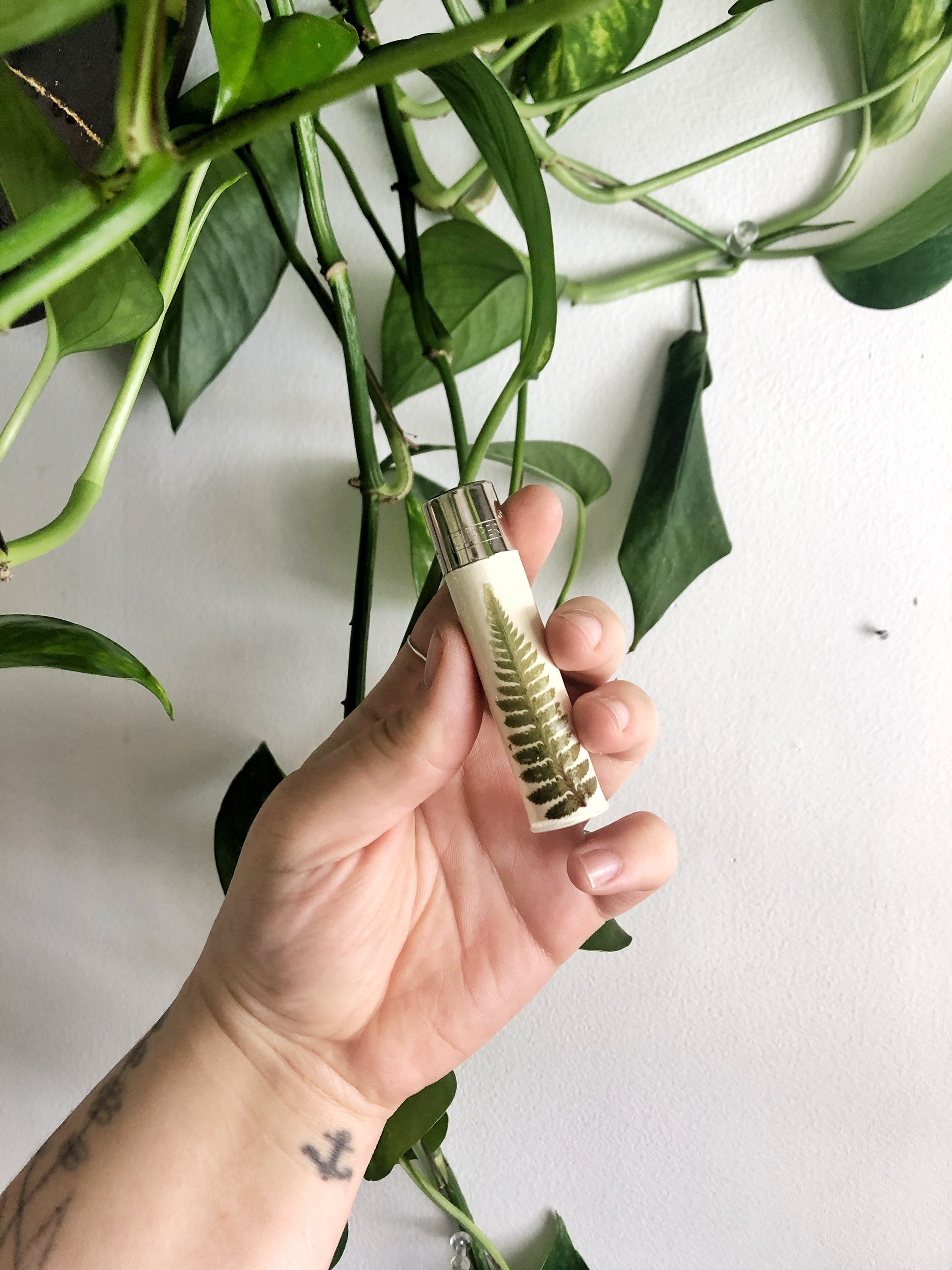 REAL FLOWER LIGHTER White With Real Pressed Fern Refillable | Etsy