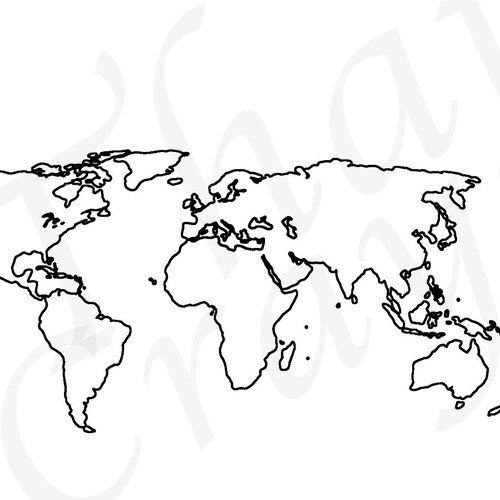 Simple World Map World Countries Map Eps Svg Png Jpg Vector | Etsy
