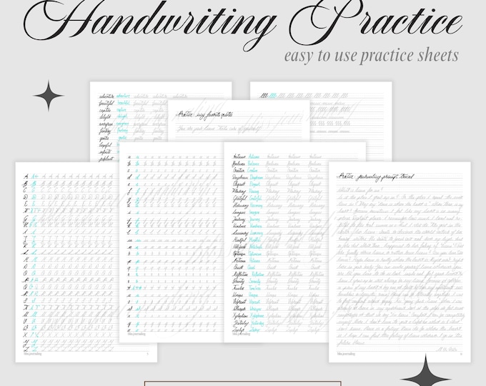 Handwriting Practice Sheets for Cursive Handwriting - Etsy