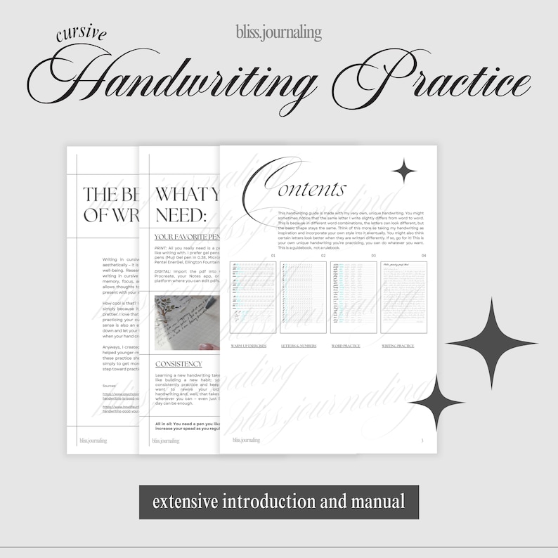 Handwriting Practice Sheets for Cursive Handwriting - Etsy